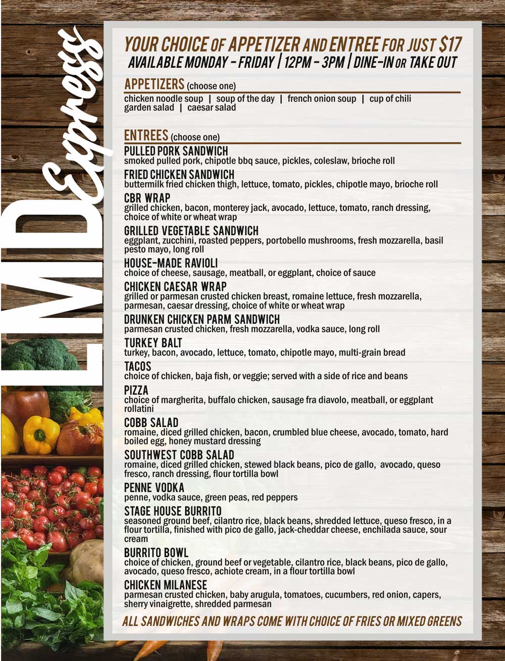 Menu | Mountainside, NJ Stage House Tavern